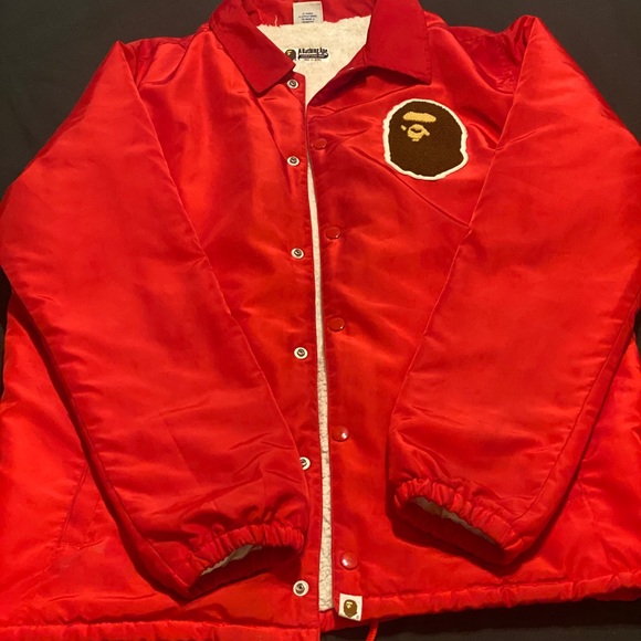 Bape | Jackets & Coats | Bape X Champion Bomber Jacket Red | Poshmark